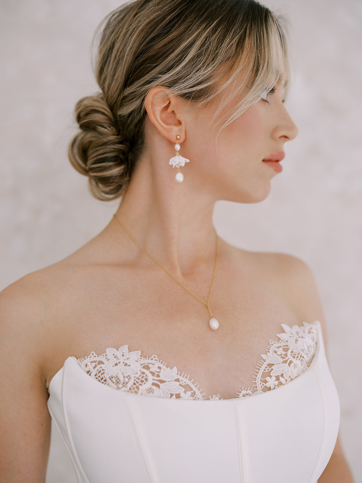 Whitney Baroque Pearl and Gold Bridal Necklace Joanna Bisley Designs