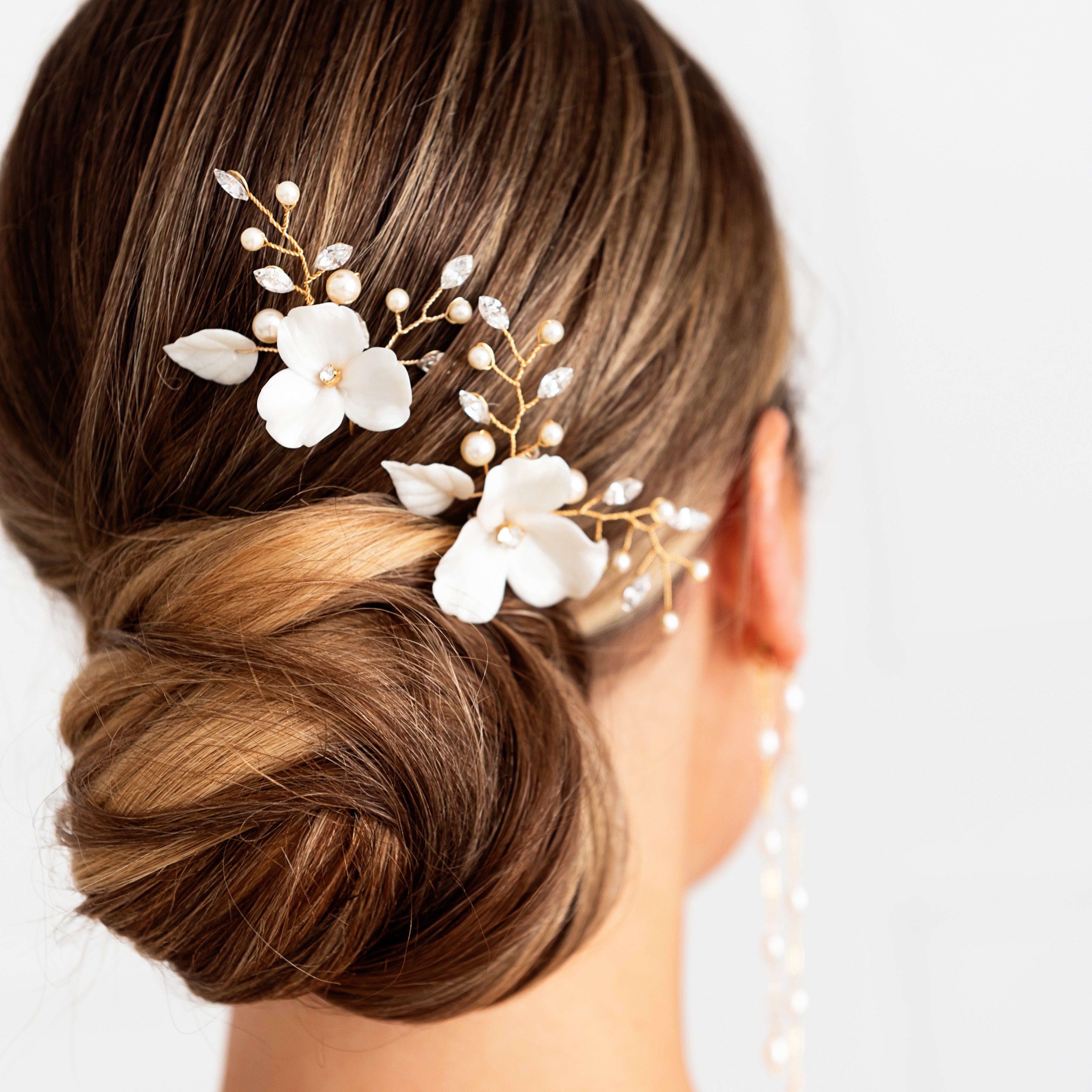 Elena Flower and Crystal Bridal Pins – Joanna Bisley Designs